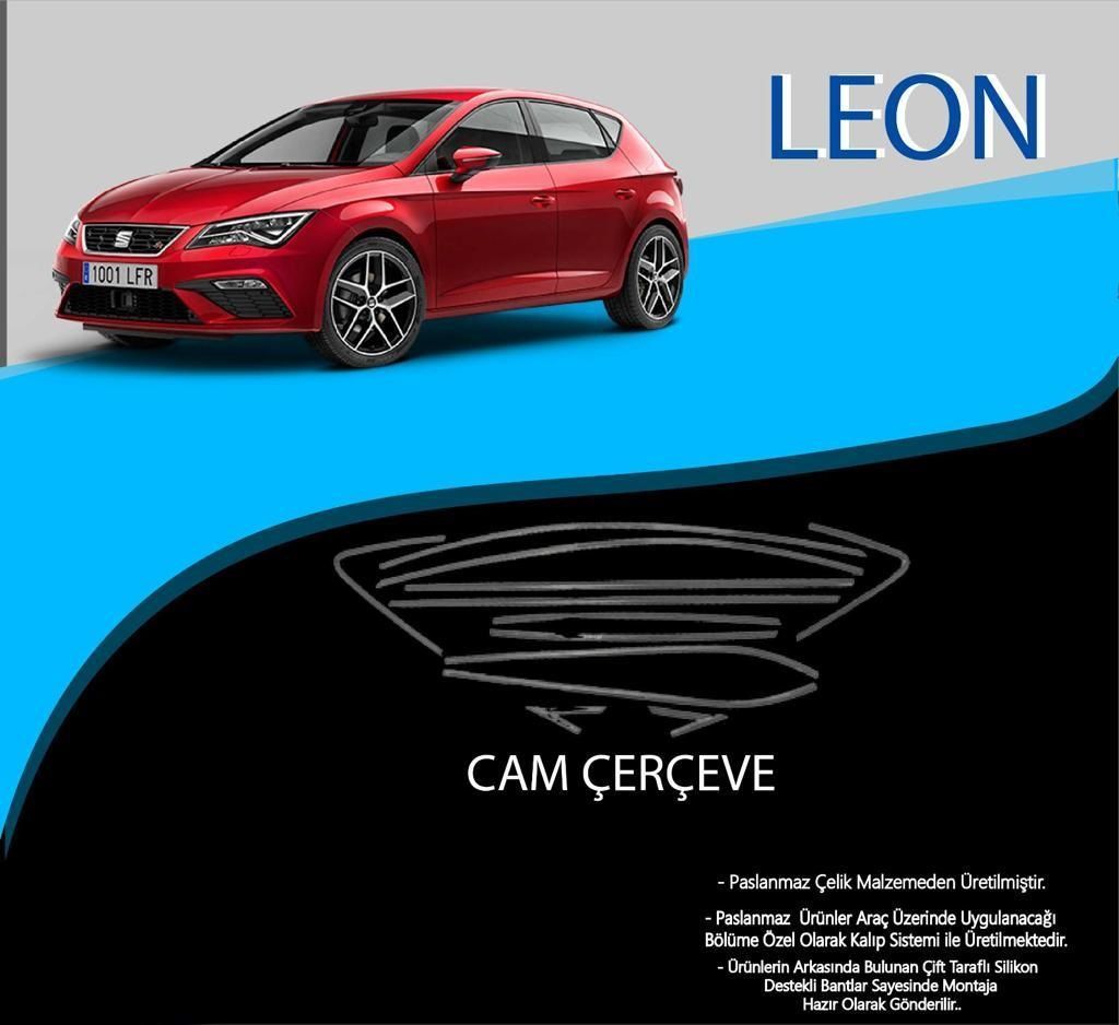 Seat Leon Uyumlu Krom Cam Çerçevesi Paslanmaz Çelik 12 Parça Leon MK3 ...